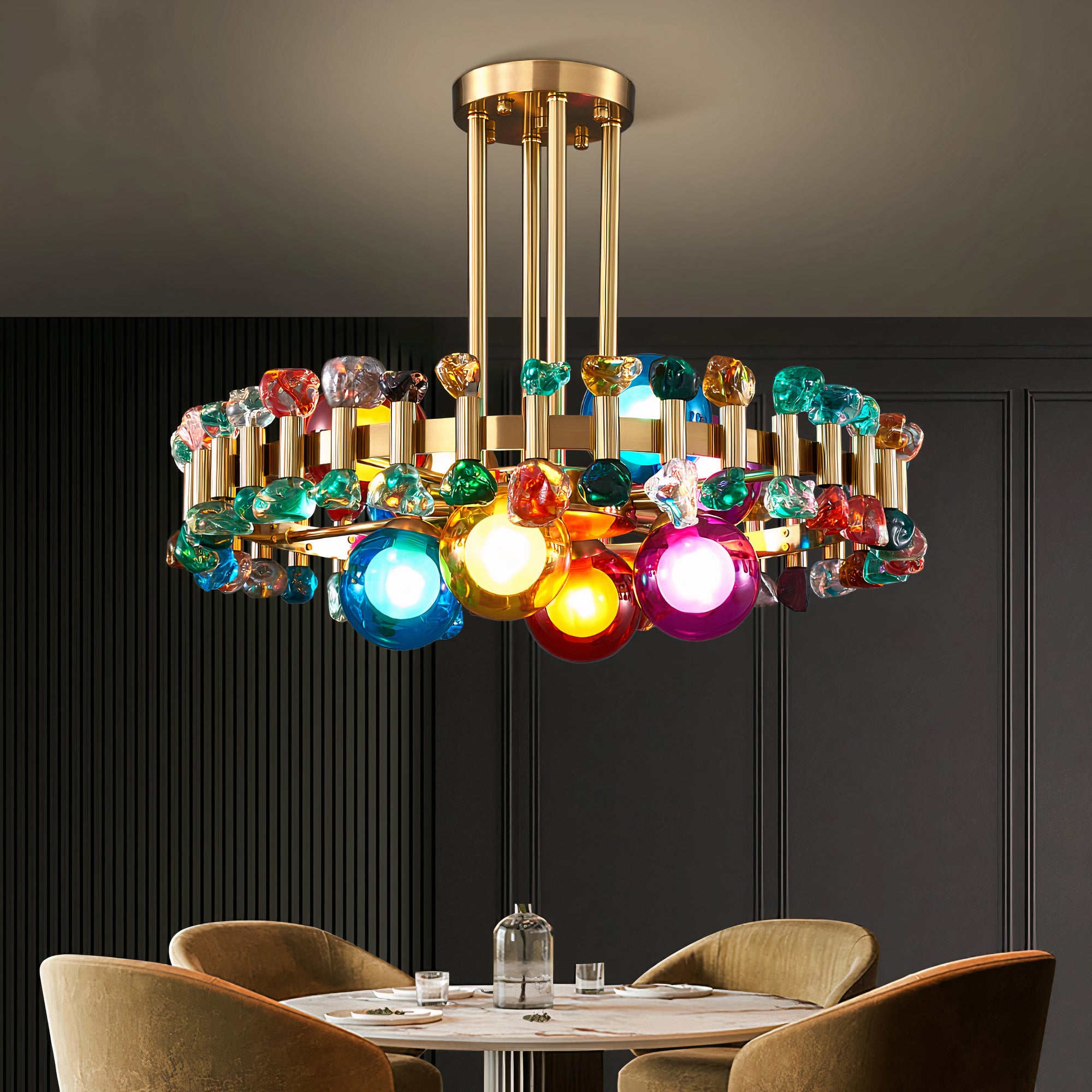 YLK Rarmaden Colorful Luxury crystal chandelier | Warmly Lights