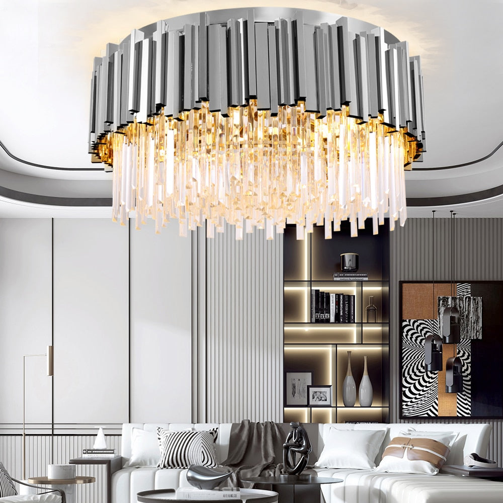 YLK Amara modern ceiling chandelier luxury stainless steel crystal lamp ...