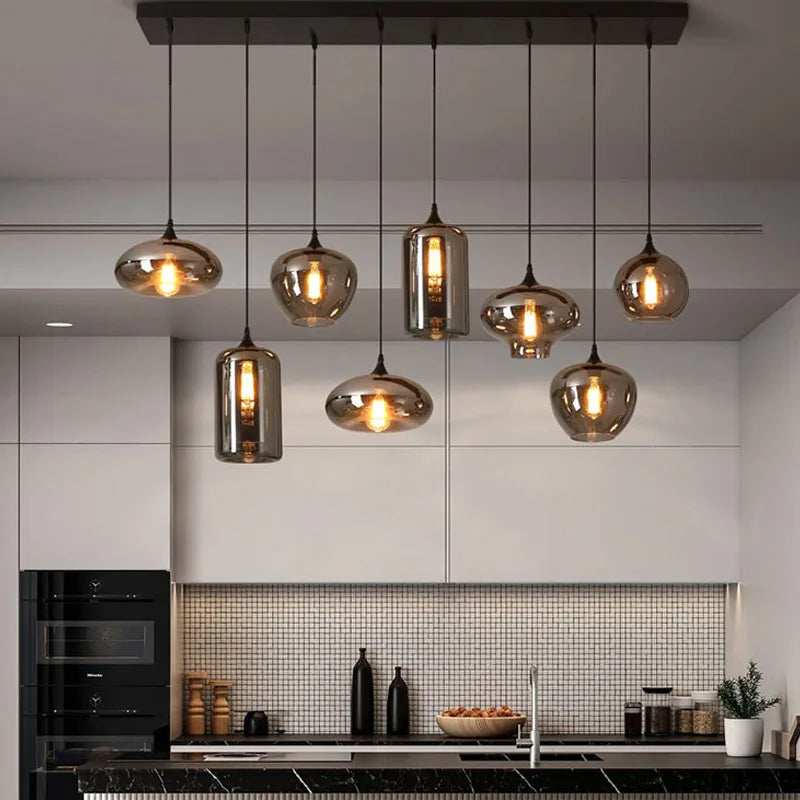 Modern LED dining room multi head glass Pendant Light | Warmly Lights