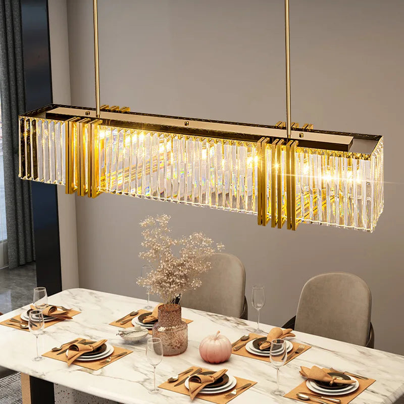 Rectangular Dimmable LED Silver Gold Black Chandelier Lighting Lustre ...