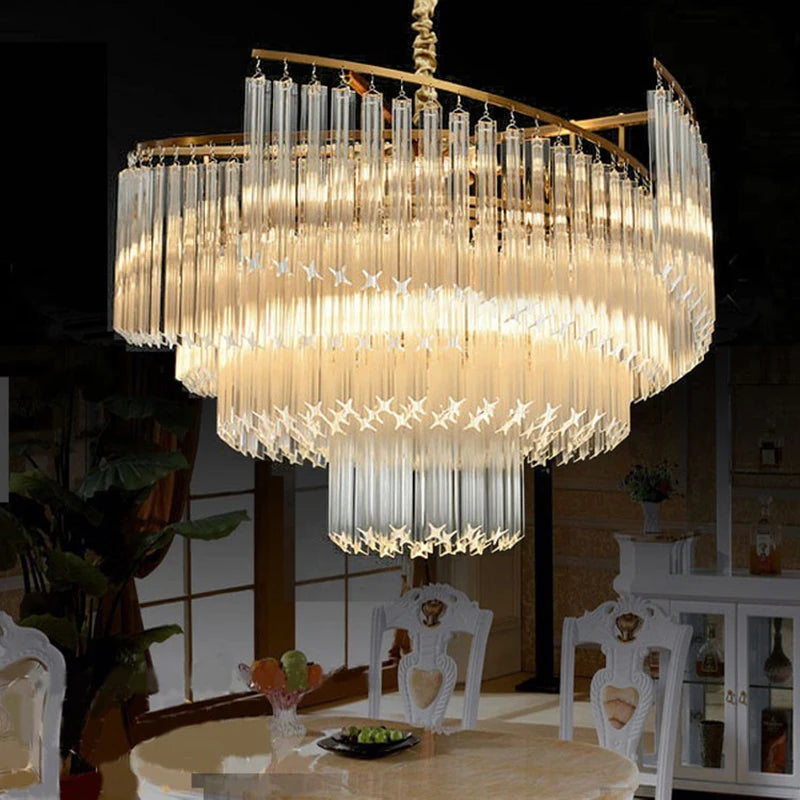 Tracee Modern Circular Long Crystal Pendant Chandelier | Warmly Lights