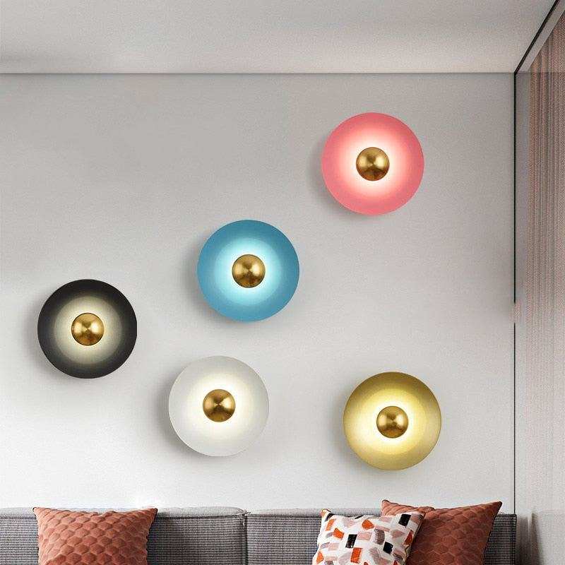 WIN Light luxury living room background round color wall lamp | Warmly ...