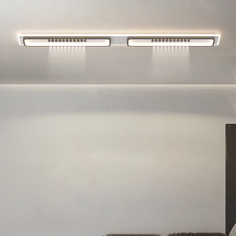 QIYI Aisle Black Long Strip LED Ceiling Chandeliers with Spotlight ...