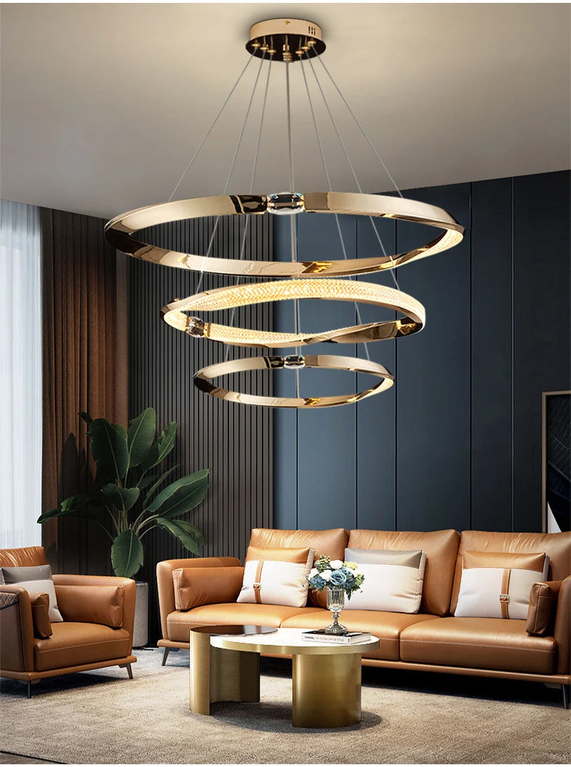 YLK Bend Style Ring Design Modern LED chandelier | Warmly Lights