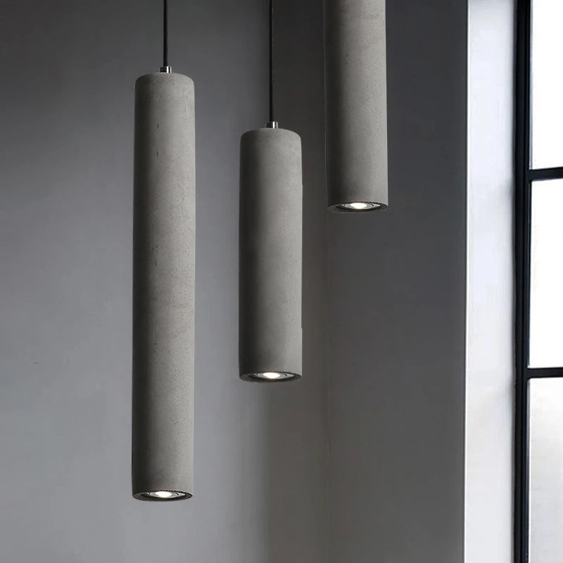 Nordic Cement Industrial Pendant Lamp Modern Cylindrical Design Hang ...