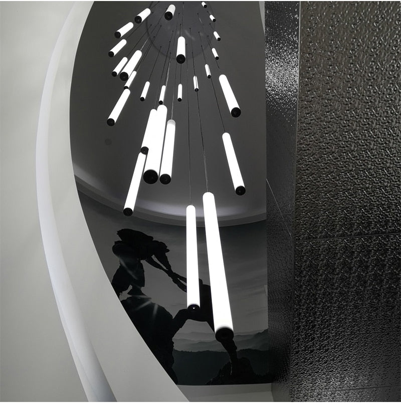 YLK Tube modern long led chandelier for luxury black led strip light ...