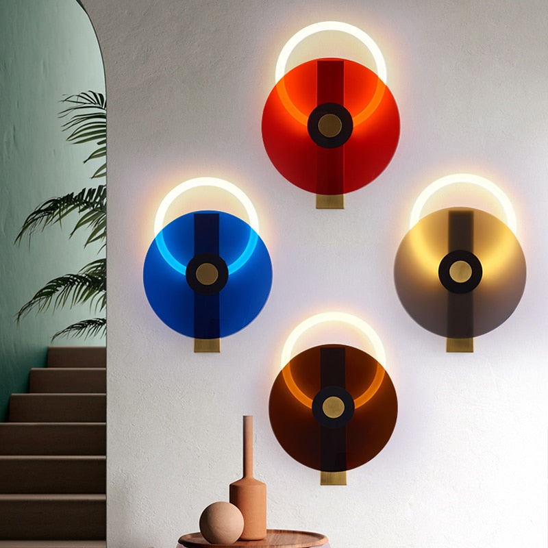 IIS Postmodern creative Corridor Round wall lamp Colorful Glass ...
