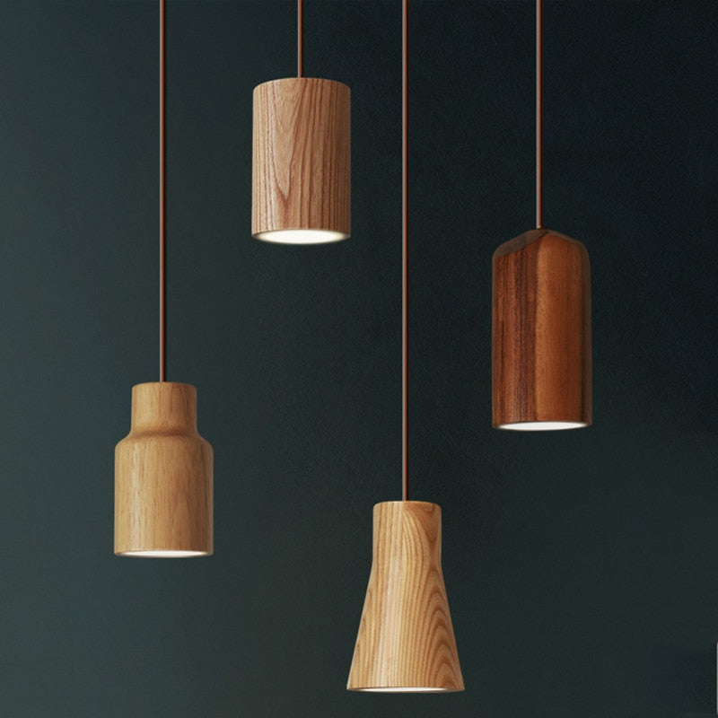 Vadarela Wood Pendant Light Rubberwood Single Head Lighting | Warmly Lights